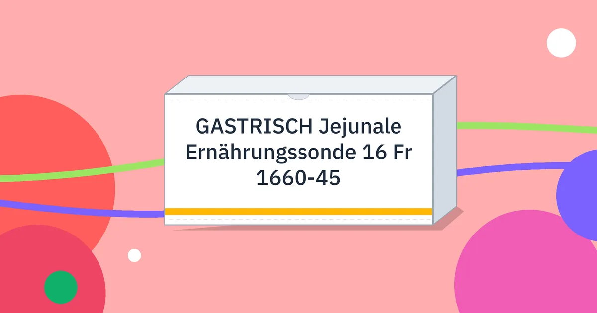 Symbolbild: Packung mit der Aufschrift GASTRISCH Jejunale Ernährungssonde 16 Fr 1660-45 (PZN 14345079) – Verfügbarkeit und Bezug in Apotheken in Frankfurt am Main