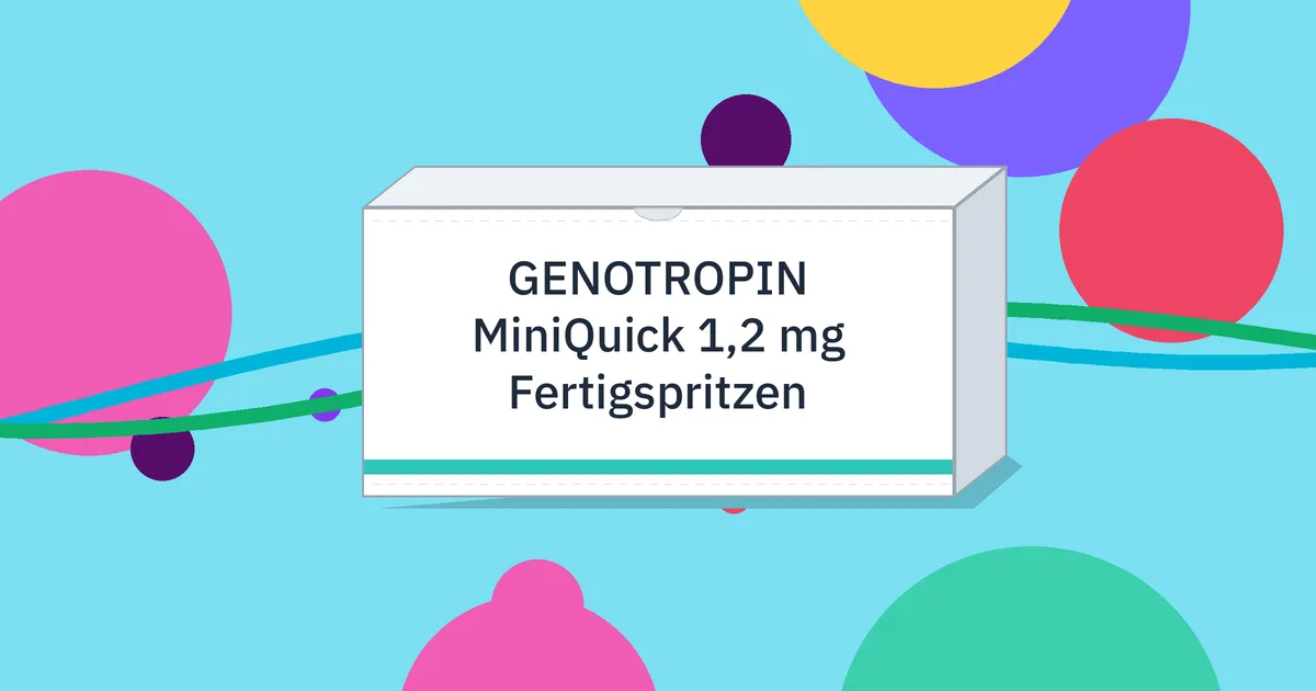 Symbolbild: Packung mit der Aufschrift GENOTROPIN MiniQuick 1,2 mg Fertigspritzen (PZN 08630634) – Verfügbarkeit und Bezug in Apotheken in Frankfurt am Main