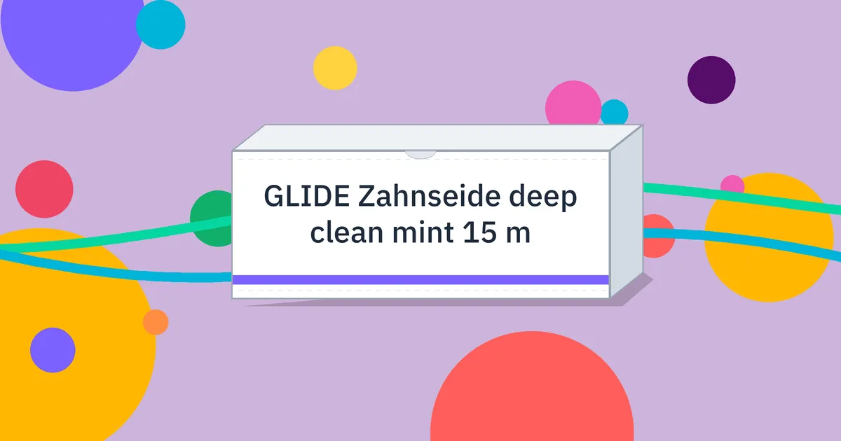 Symbolbild: Packung mit der Aufschrift GLIDE Zahnseide deep clean mint 15 m (PZN 19784487) – Verfügbarkeit und Bezug in Apotheken in Frankfurt am Main