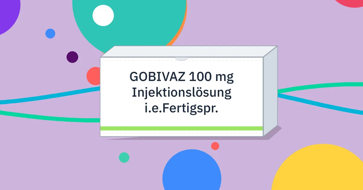 Symbolbild: Packung mit der Aufschrift GOBIVAZ 100 mg Injektionslösung i.e.Fertigspr. (PZN 19965326) – Verfügbarkeit und Bezug in Apotheken in Frankfurt am Main