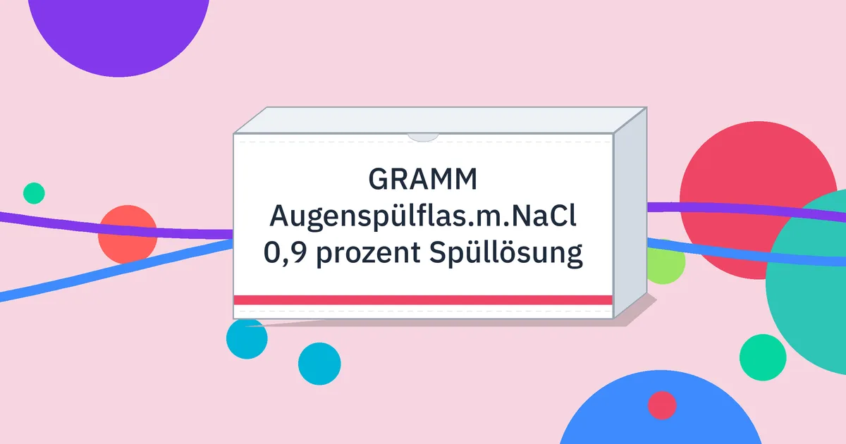 Symbolbild: Packung mit der Aufschrift GRAMM Augenspülflas.m.NaCl 0,9 prozent Spüllösung (PZN 09101636) – Verfügbarkeit und Bezug in Apotheken in Frankfurt am Main