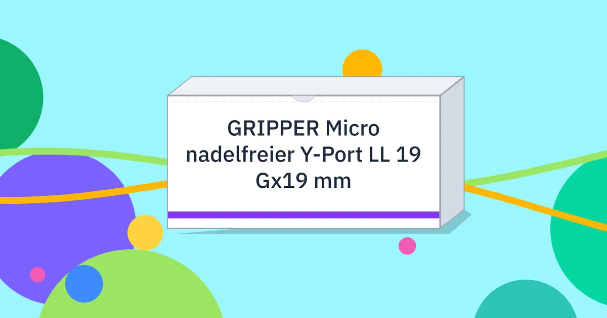 Symbolbild: Packung mit der Aufschrift GRIPPER Micro nadelfreier Y-Port LL 19 Gx19 mm (PZN 09675509) – Verfügbarkeit und Bezug in Apotheken in Frankfurt am Main