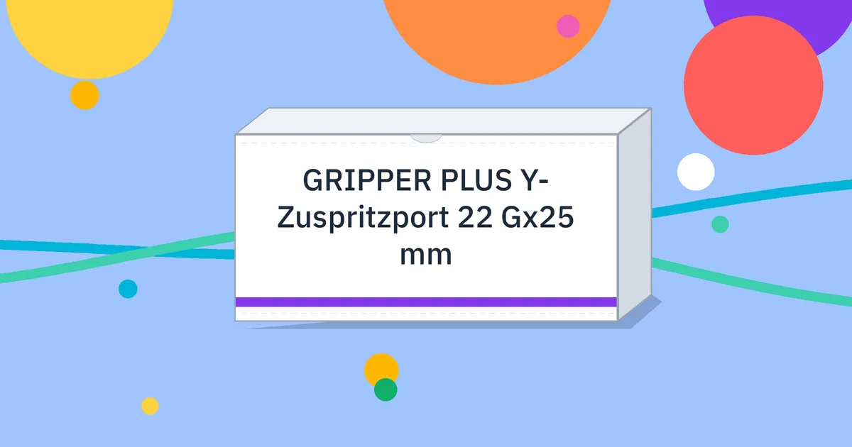Symbolbild: Packung mit der Aufschrift GRIPPER PLUS Y-Zuspritzport 22 Gx25 mm (PZN 09675550) – Verfügbarkeit und Bezug in Apotheken in Frankfurt am Main