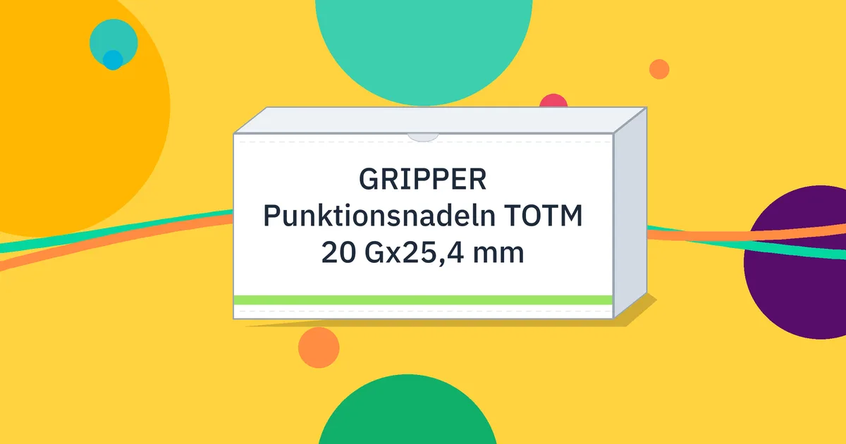 Symbolbild: Packung mit der Aufschrift GRIPPER Punktionsnadeln TOTM 20 Gx25,4 mm (PZN 06101104) – Verfügbarkeit und Bezug in Apotheken in Frankfurt am Main