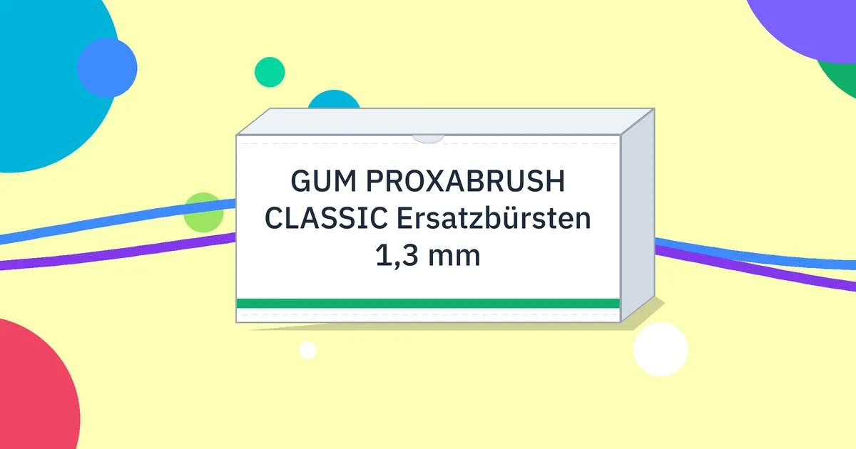 Symbolbild: Packung mit der Aufschrift GUM PROXABRUSH CLASSIC Ersatzbürsten 1,3 mm (PZN 11347959) – Verfügbarkeit und Bezug in Apotheken in Frankfurt am Main