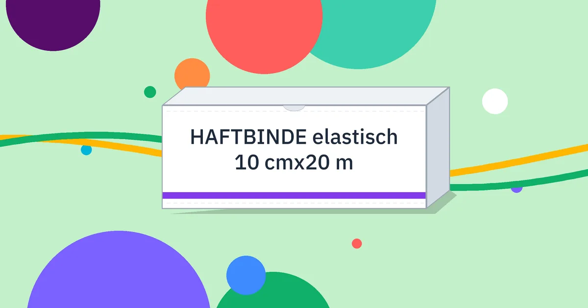 Symbolbild: Packung mit der Aufschrift HAFTBINDE elastisch 10 cmx20 m (PZN 06962183) – Verfügbarkeit und Bezug in Apotheken in Frankfurt am Main