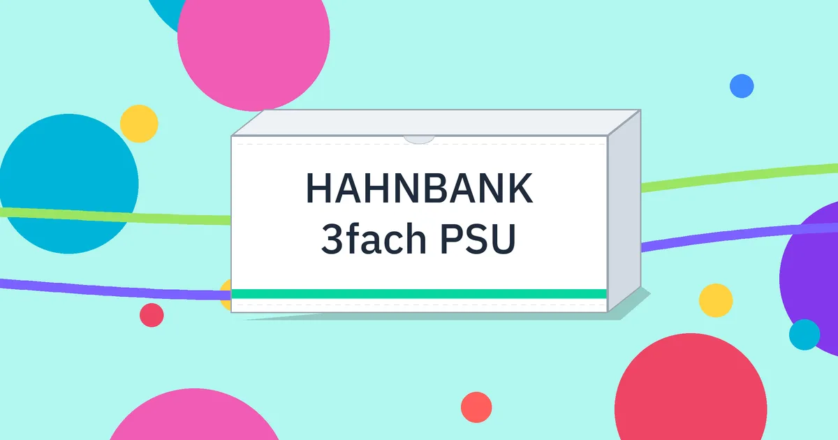 Symbolbild: Packung mit der Aufschrift HAHNBANK 3fach PSU (PZN 03439601) – Verfügbarkeit und Bezug in Apotheken in Frankfurt am Main