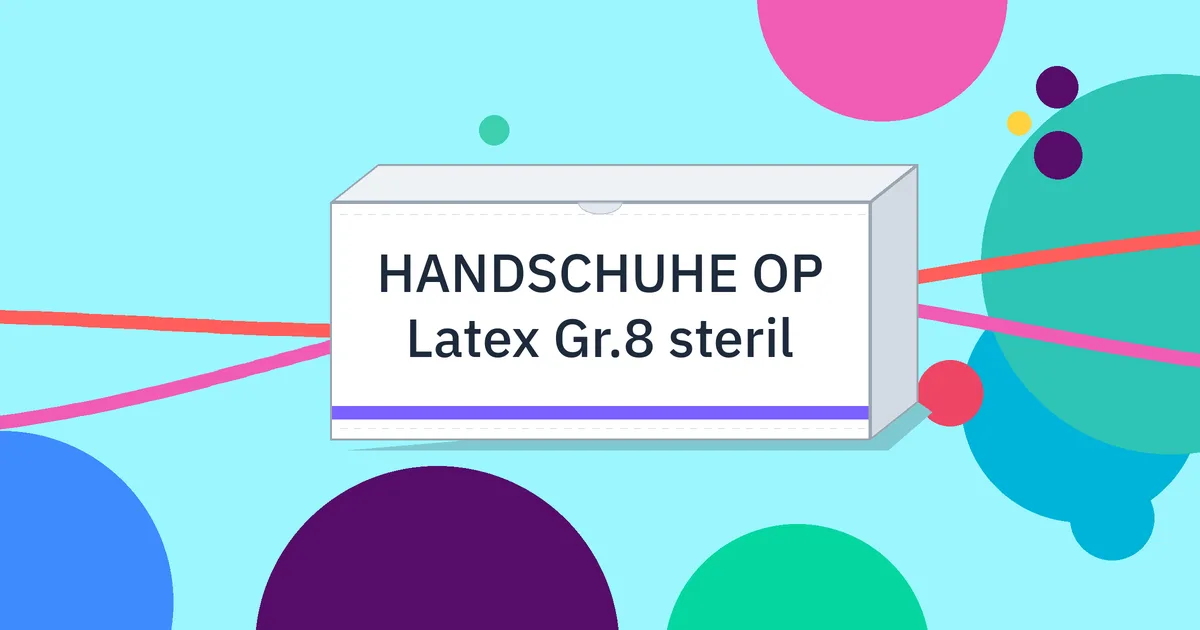 Symbolbild: Packung mit der Aufschrift HANDSCHUHE OP Latex Gr.8 steril (PZN 00061533) – Verfügbarkeit und Bezug in Apotheken in Frankfurt am Main