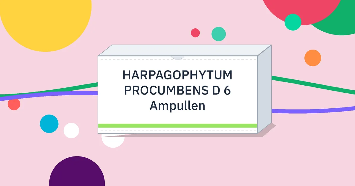 Symbolbild: Packung mit der Aufschrift HARPAGOPHYTUM PROCUMBENS D 6 Ampullen (PZN 11706275) – Verfügbarkeit und Bezug in Apotheken in Frankfurt am Main