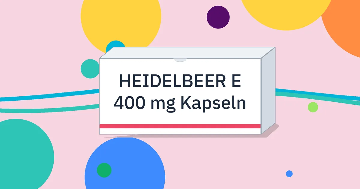 Symbolbild: Packung mit der Aufschrift HEIDELBEER E 400 mg Kapseln (PZN 09786611) – Verfügbarkeit und Bezug in Apotheken in Frankfurt am Main