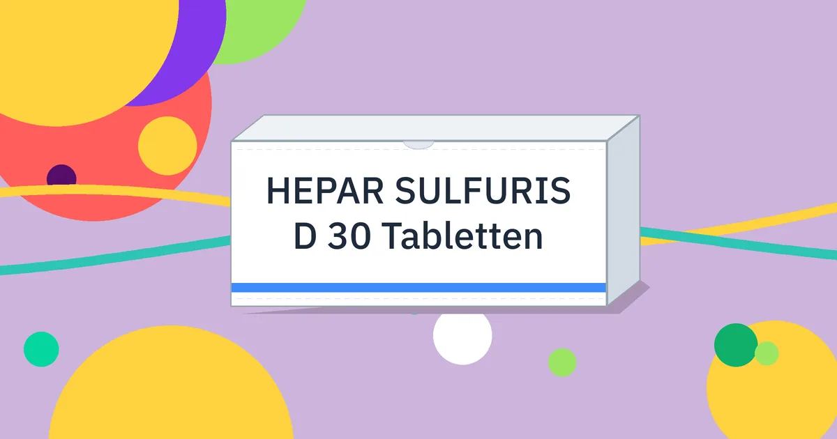 Symbolbild: Packung mit der Aufschrift HEPAR SULFURIS D 30 Tabletten (PZN 02115546) – Verfügbarkeit und Bezug in Apotheken in Frankfurt am Main