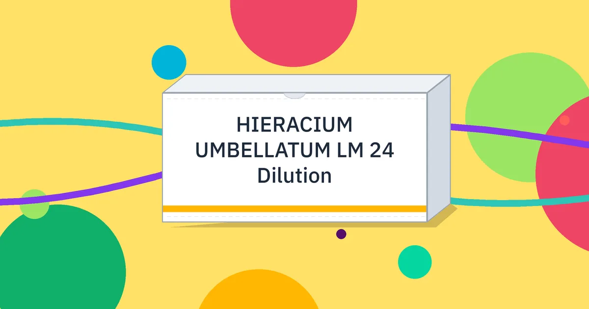 Symbolbild: Packung mit der Aufschrift HIERACIUM UMBELLATUM LM 24 Dilution (PZN 13554094) – Verfügbarkeit und Bezug in Apotheken in Frankfurt am Main