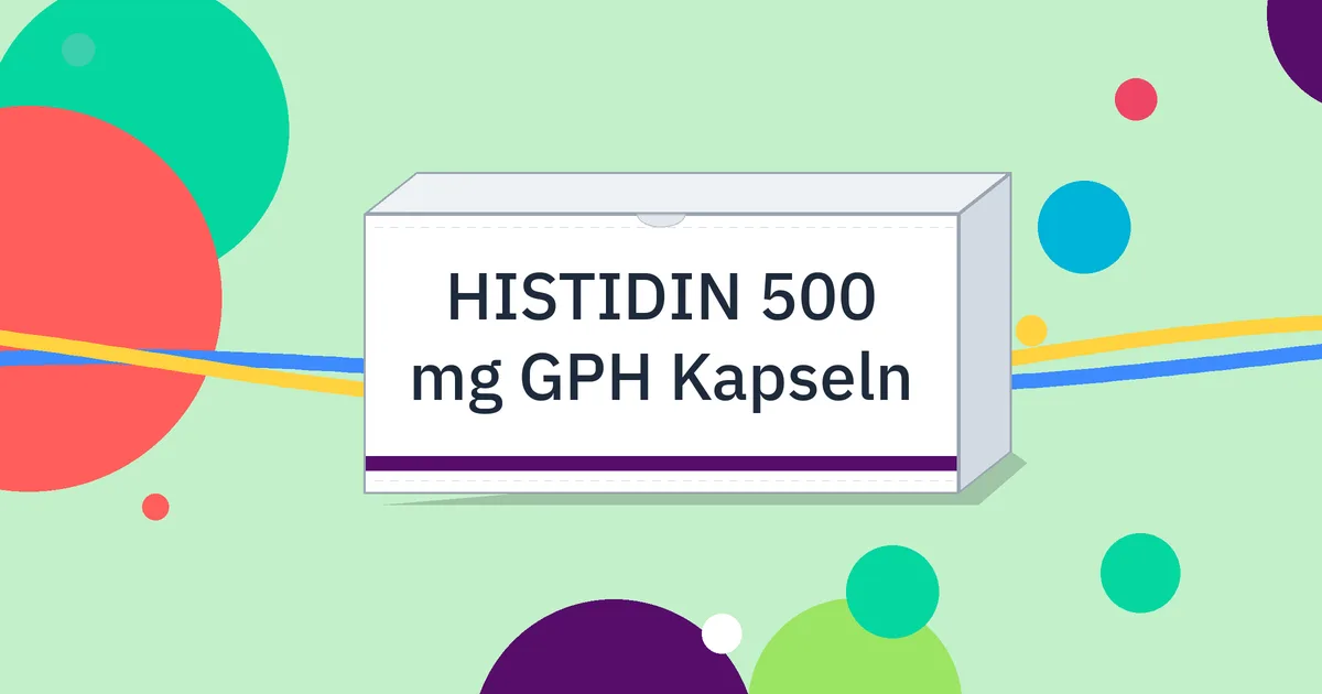 Symbolbild: Packung mit der Aufschrift HISTIDIN 500 mg GPH Kapseln (PZN 00128094) – Verfügbarkeit und Bezug in Apotheken in Frankfurt am Main