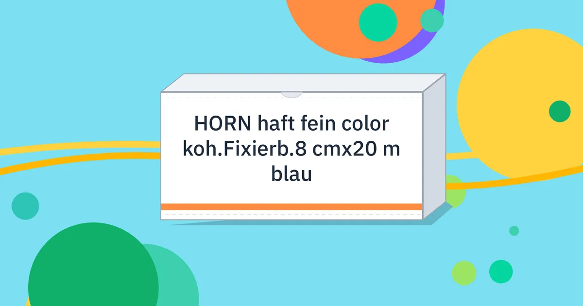 Symbolbild: Packung mit der Aufschrift HORN haft fein color koh.Fixierb.8 cmx20 m blau (PZN 03783563) – Verfügbarkeit und Bezug in Apotheken in Frankfurt am Main