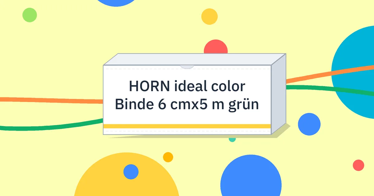 Symbolbild: Packung mit der Aufschrift HORN ideal color Binde 6 cmx5 m grün (PZN 04552854) – Verfügbarkeit und Bezug in Apotheken in Frankfurt am Main