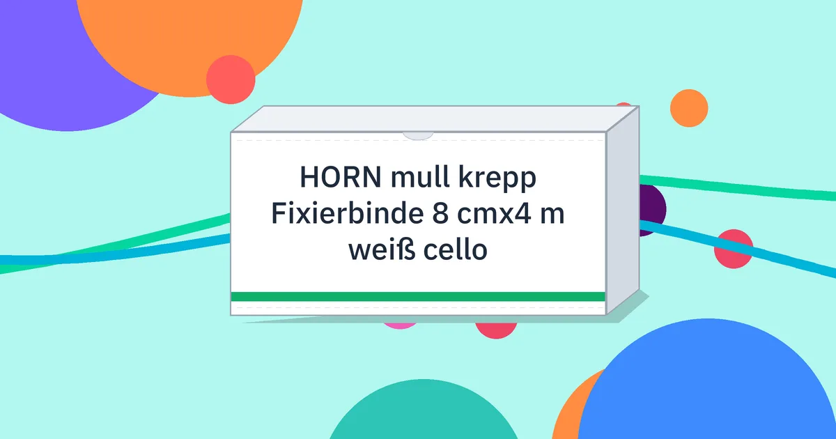 Symbolbild: Packung mit der Aufschrift HORN mull krepp Fixierbinde 8 cmx4 m weiß cello (PZN 04660207) – Verfügbarkeit und Bezug in Apotheken in Frankfurt am Main