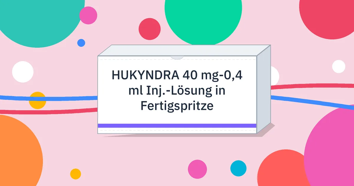 Symbolbild: Packung mit der Aufschrift HUKYNDRA 40 mg-0,4 ml Inj.-Lösung in Fertigspritze (PZN 18271395) – Verfügbarkeit und Bezug in Apotheken in Frankfurt am Main
