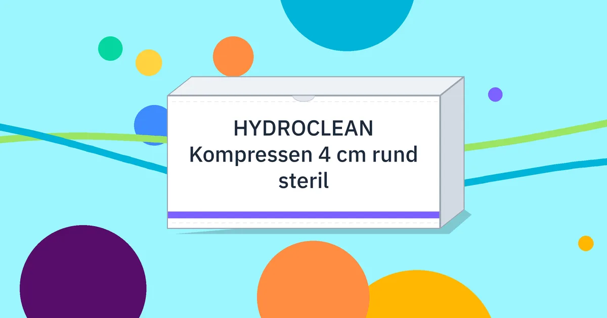 Symbolbild: Packung mit der Aufschrift HYDROCLEAN Kompressen 4 cm rund steril (PZN 17626732) – Verfügbarkeit und Bezug in Apotheken in Frankfurt am Main