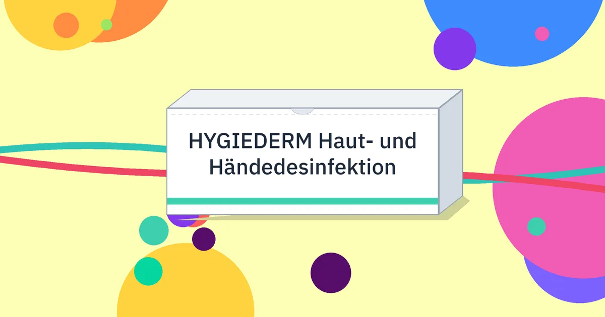 Symbolbild: Packung mit der Aufschrift HYGIEDERM Haut- und Händedesinfektion (PZN 15371794) – Verfügbarkeit und Bezug in Apotheken in Frankfurt am Main