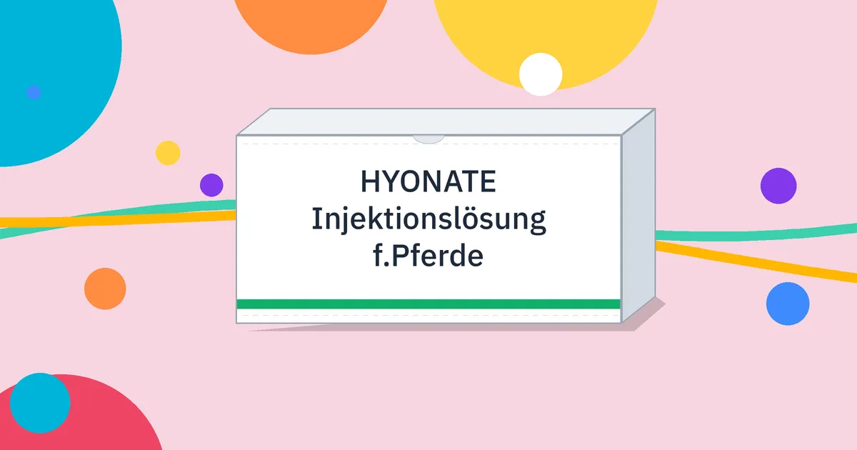 Symbolbild: Packung mit der Aufschrift HYONATE Injektionslösung f.Pferde (PZN 07556077) – Verfügbarkeit und Bezug in Apotheken in Frankfurt am Main