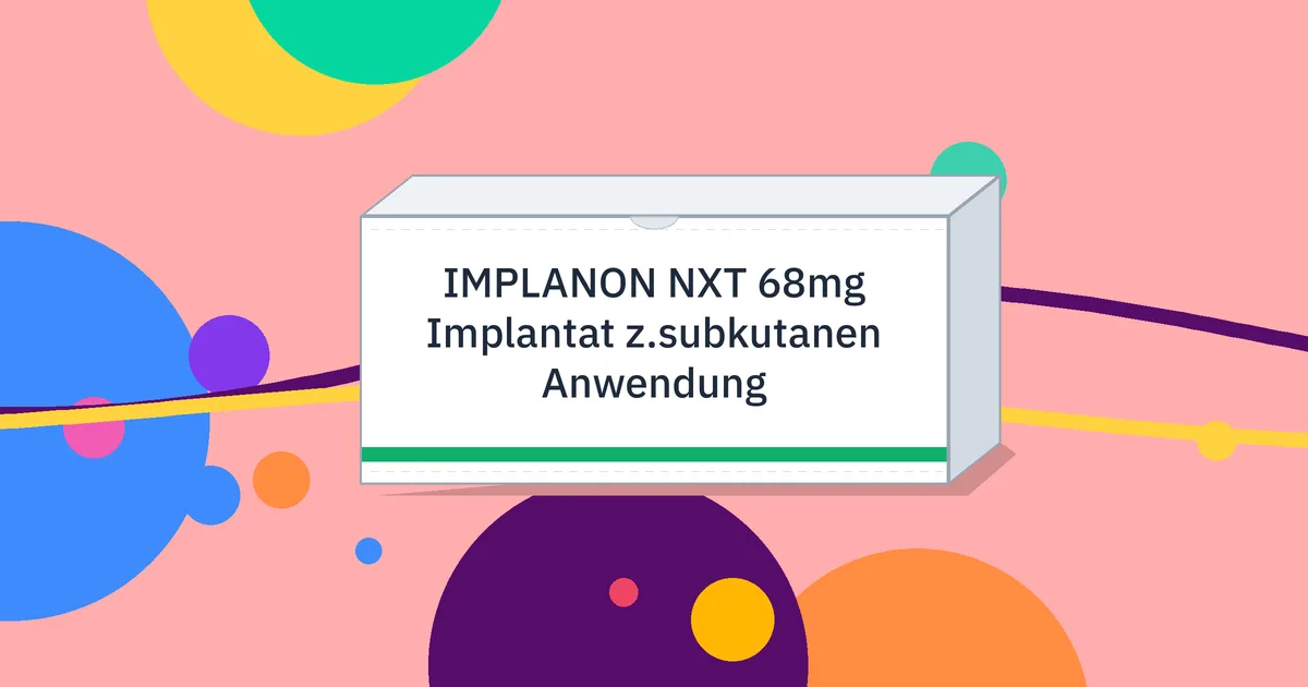 Symbolbild: Packung mit der Aufschrift IMPLANON NXT 68mg Implantat z.subkutanen Anwendung (PZN 09531851) – Verfügbarkeit und Bezug in Apotheken in Frankfurt am Main