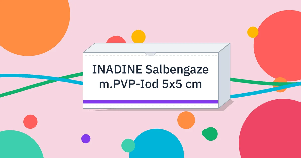 Symbolbild: Packung mit der Aufschrift INADINE Salbengaze m.PVP-Iod 5x5 cm (PZN 19463286) – Verfügbarkeit und Bezug in Apotheken in Frankfurt am Main