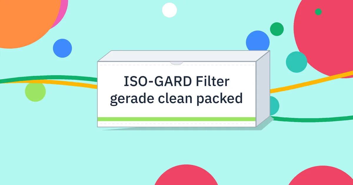 Symbolbild: Packung mit der Aufschrift ISO-GARD Filter gerade clean packed (PZN 00963187) – Verfügbarkeit und Bezug in Apotheken in Frankfurt am Main
