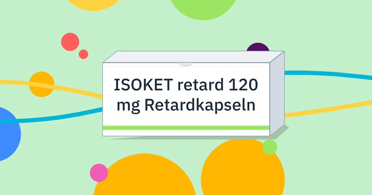 Symbolbild: Packung mit der Aufschrift ISOKET retard 120 mg Retardkapseln (PZN 05969450) – Verfügbarkeit und Bezug in Apotheken in Frankfurt am Main