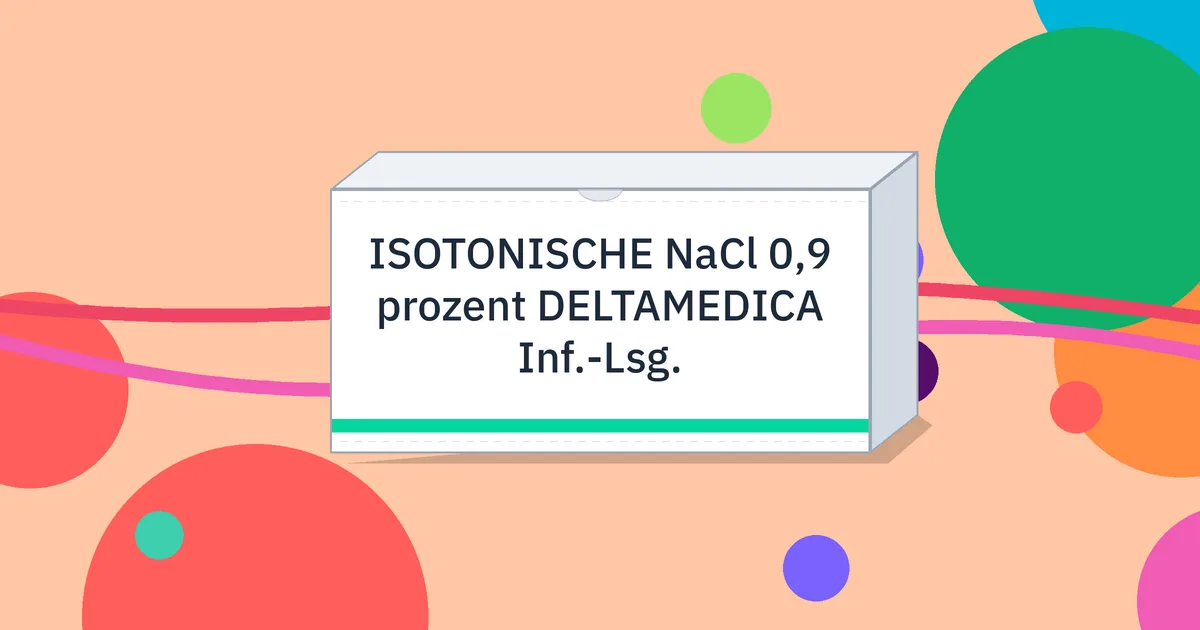 Symbolbild: Packung mit der Aufschrift ISOTONISCHE NaCl 0,9 prozent DELTAMEDICA Inf.-Lsg. (PZN 19420348) – Verfügbarkeit und Bezug in Apotheken in Frankfurt am Main