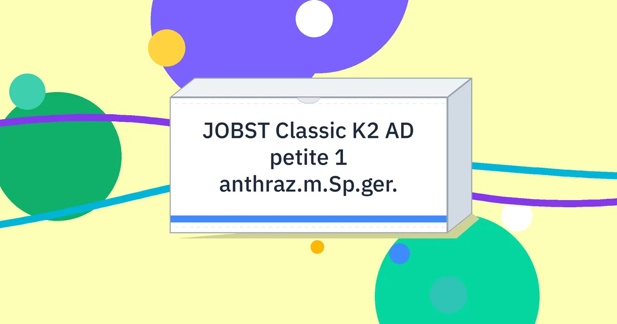 Symbolbild: Packung mit der Aufschrift JOBST Classic K2 AD petite 1 anthraz.m.Sp.ger. (PZN 13061606) – Verfügbarkeit und Bezug in Apotheken in Frankfurt am Main