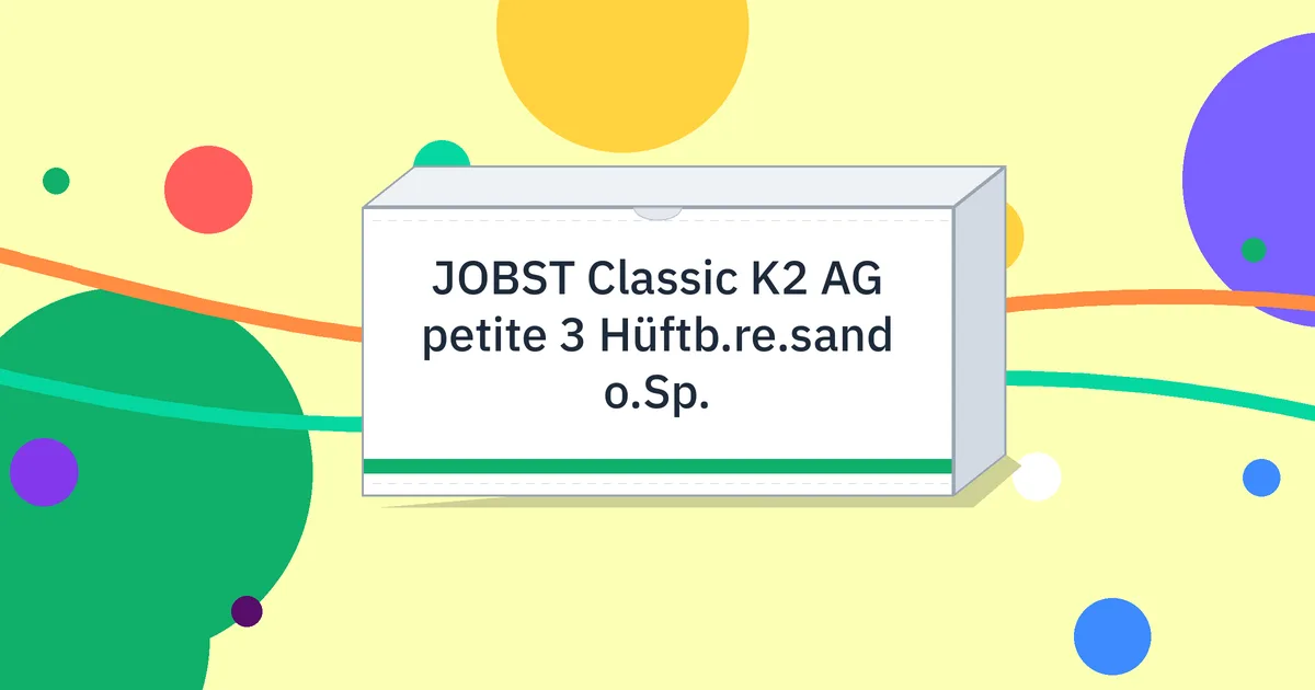 Symbolbild: Packung mit der Aufschrift JOBST Classic K2 AG petite 3 Hüftb.re.sand o.Sp. (PZN 13065739) – Verfügbarkeit und Bezug in Apotheken in Frankfurt am Main