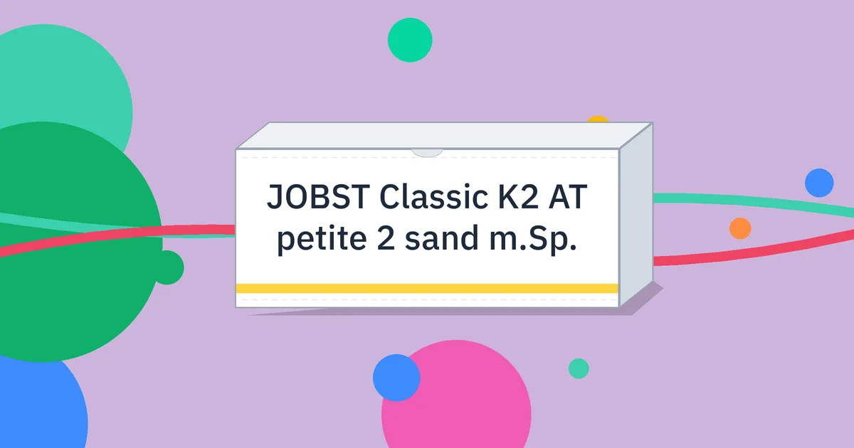 Symbolbild: Packung mit der Aufschrift JOBST Classic K2 AT petite 2 sand m.Sp. (PZN 10728725) – Verfügbarkeit und Bezug in Apotheken in Frankfurt am Main