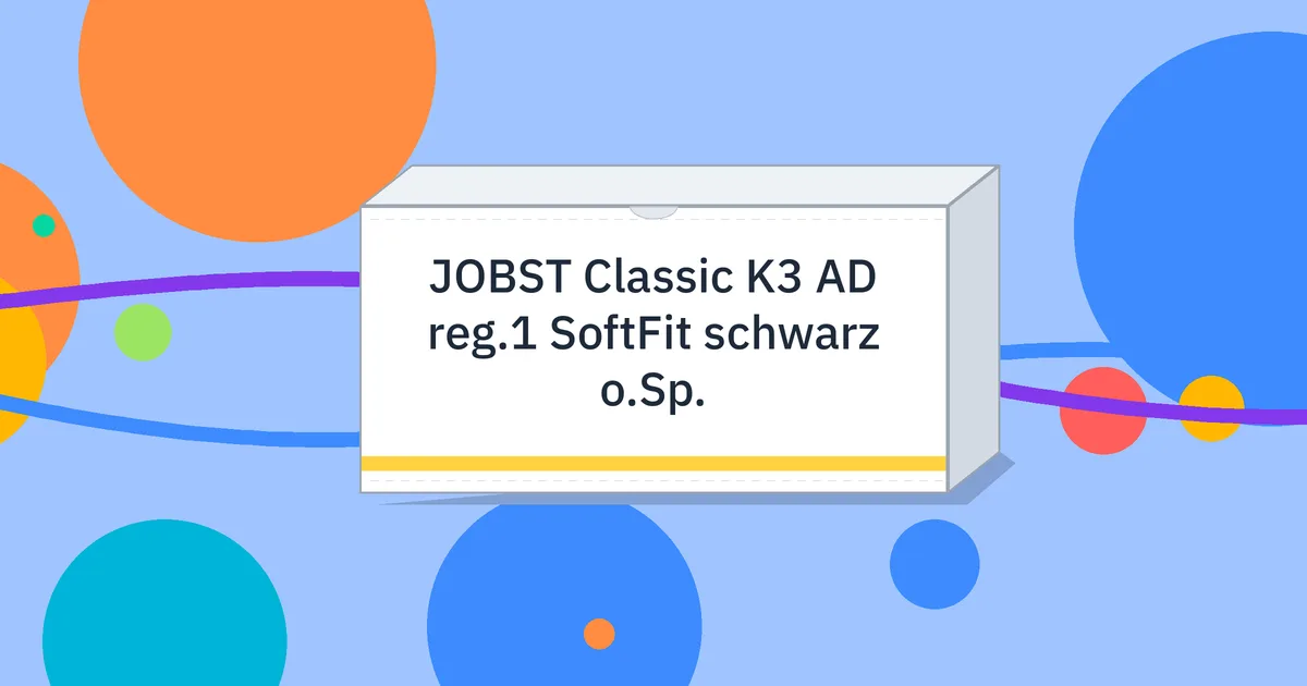 Symbolbild: Packung mit der Aufschrift JOBST Classic K3 AD reg.1 SoftFit schwarz o.Sp. (PZN 14223703) – Verfügbarkeit und Bezug in Apotheken in Frankfurt am Main