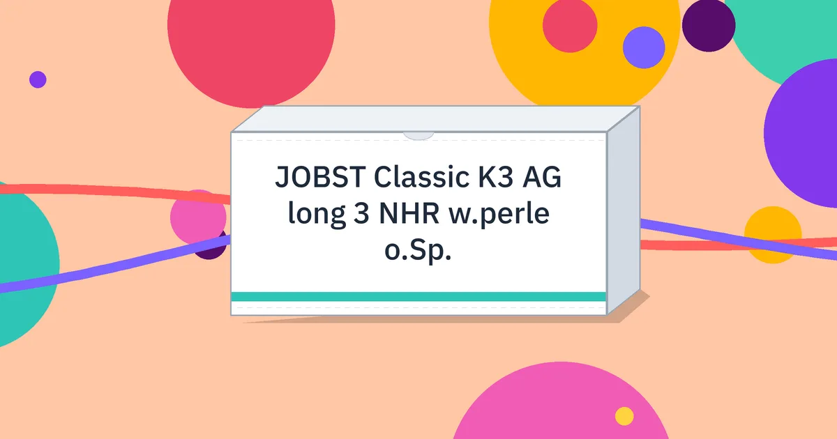 Symbolbild: Packung mit der Aufschrift JOBST Classic K3 AG long 3 NHR w.perle o.Sp. (PZN 13072248) – Verfügbarkeit und Bezug in Apotheken in Frankfurt am Main