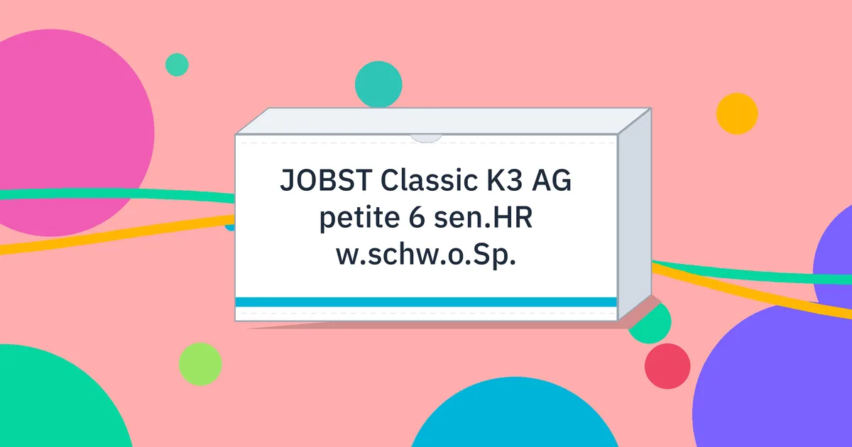 Symbolbild: Packung mit der Aufschrift JOBST Classic K3 AG petite 6 sen.HR w.schw.o.Sp. (PZN 17956671) – Verfügbarkeit und Bezug in Apotheken in Frankfurt am Main