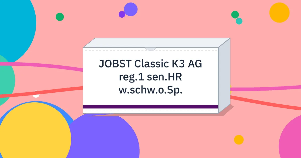 Symbolbild: Packung mit der Aufschrift JOBST Classic K3 AG reg.1 sen.HR w.schw.o.Sp. (PZN 17957506) – Verfügbarkeit und Bezug in Apotheken in Frankfurt am Main