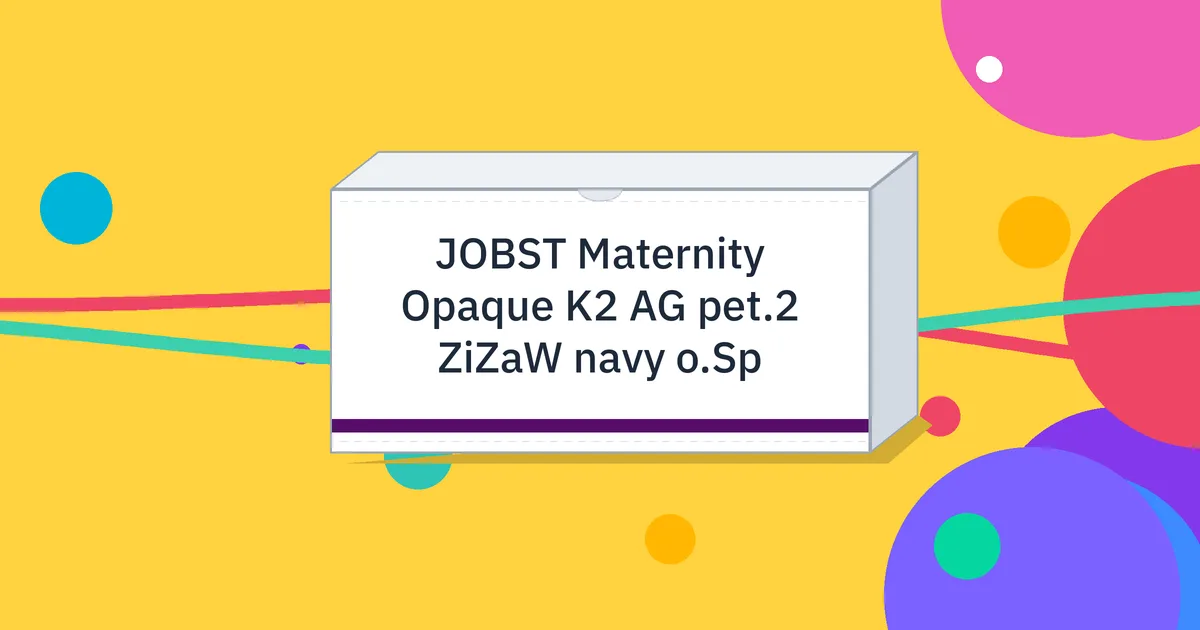 Symbolbild: Packung mit der Aufschrift JOBST Maternity Opaque K2 AG pet.2 ZiZaW navy o.Sp (PZN 15860889) – Verfügbarkeit und Bezug in Apotheken in Frankfurt am Main