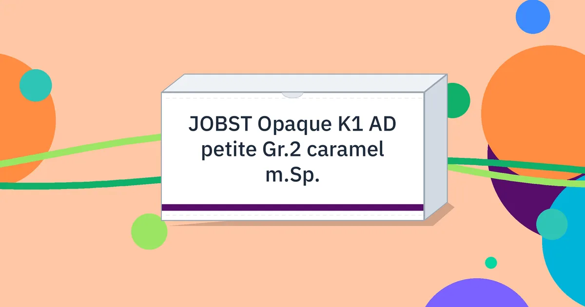 Symbolbild: Packung mit der Aufschrift JOBST Opaque K1 AD petite Gr.2 caramel m.Sp. (PZN 13078541) – Verfügbarkeit und Bezug in Apotheken in Frankfurt am Main