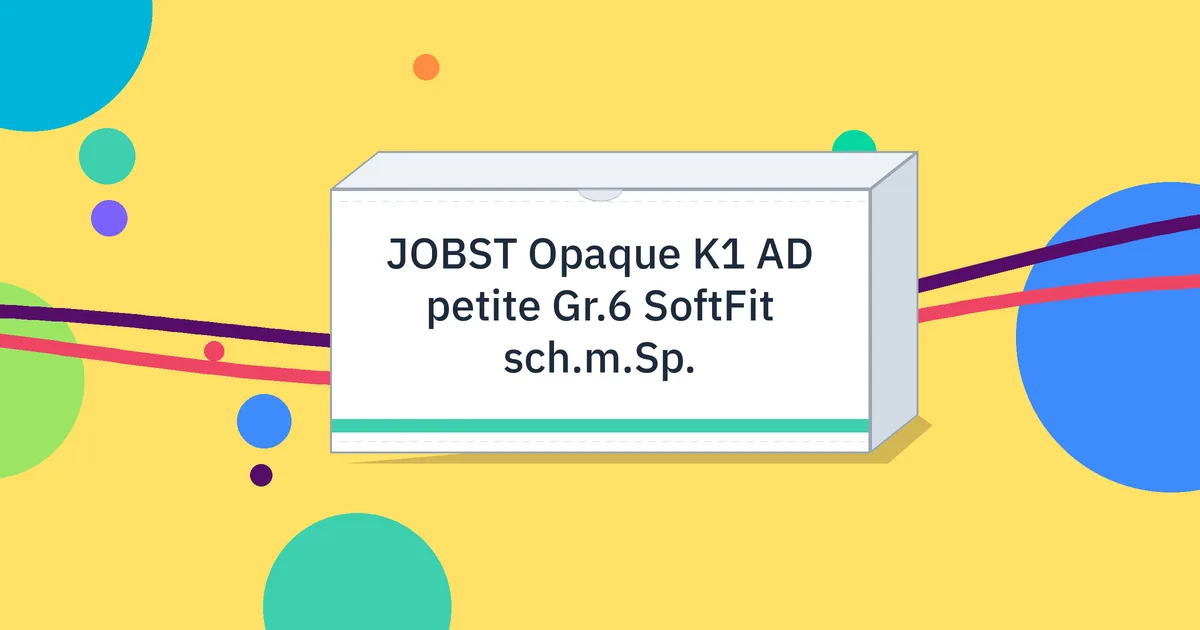 Symbolbild: Packung mit der Aufschrift JOBST Opaque K1 AD petite Gr.6 SoftFit sch.m.Sp. (PZN 13079687) – Verfügbarkeit und Bezug in Apotheken in Frankfurt am Main