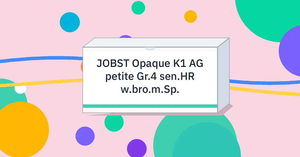 Symbolbild: Packung mit der Aufschrift JOBST Opaque K1 AG petite Gr.4 sen.HR w.bro.m.Sp. (PZN 13085877) – Verfügbarkeit und Bezug in Apotheken in Frankfurt am Main