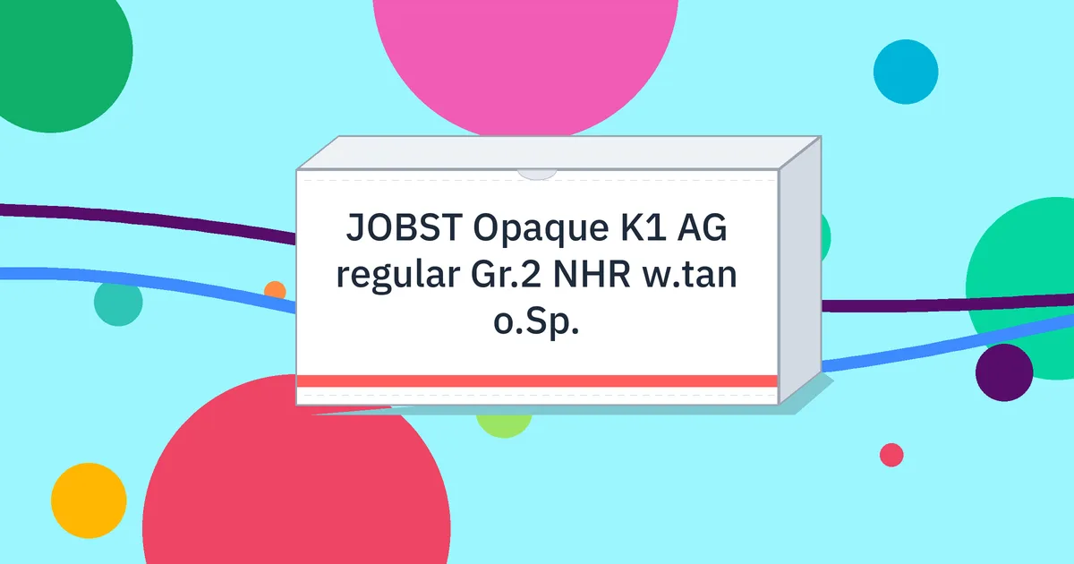 Symbolbild: Packung mit der Aufschrift JOBST Opaque K1 AG regular Gr.2 NHR w.tan o.Sp. (PZN 16266533) – Verfügbarkeit und Bezug in Apotheken in Frankfurt am Main