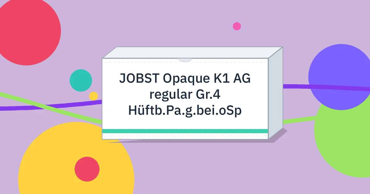 Symbolbild: Packung mit der Aufschrift JOBST Opaque K1 AG regular Gr.4 Hüftb.Pa.g.bei.oSp (PZN 16272195) – Verfügbarkeit und Bezug in Apotheken in Frankfurt am Main