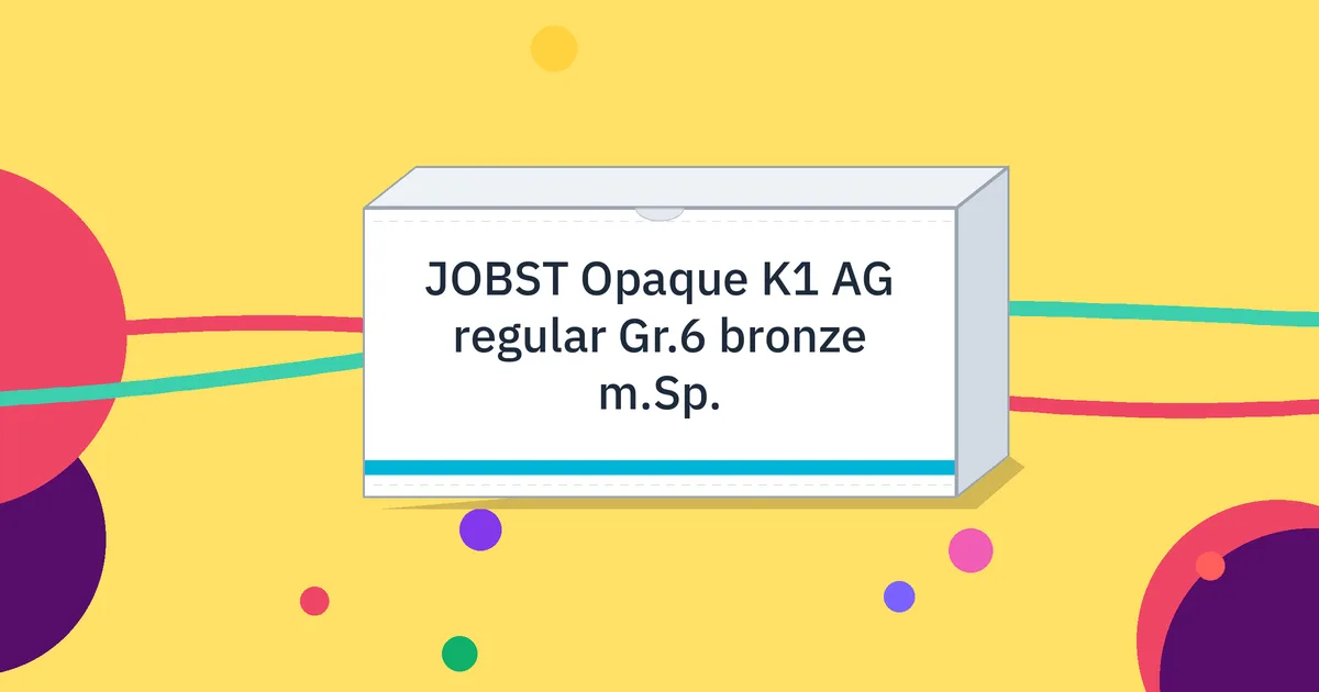 Symbolbild: Packung mit der Aufschrift JOBST Opaque K1 AG regular Gr.6 bronze m.Sp. (PZN 13090358) – Verfügbarkeit und Bezug in Apotheken in Frankfurt am Main