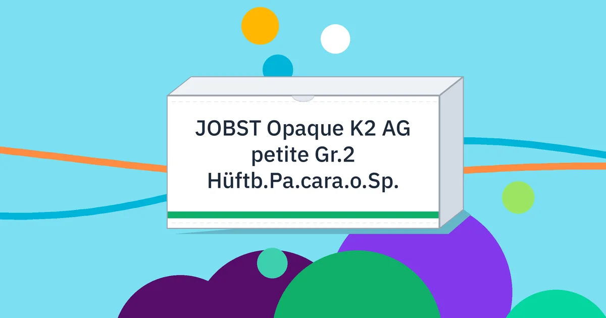 Symbolbild: Packung mit der Aufschrift JOBST Opaque K2 AG petite Gr.2 Hüftb.Pa.cara.o.Sp. (PZN 13114604) – Verfügbarkeit und Bezug in Apotheken in Frankfurt am Main