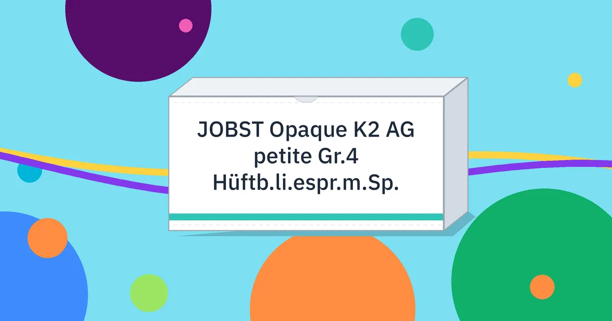 Symbolbild: Packung mit der Aufschrift JOBST Opaque K2 AG petite Gr.4 Hüftb.li.espr.m.Sp. (PZN 16288635) – Verfügbarkeit und Bezug in Apotheken in Frankfurt am Main