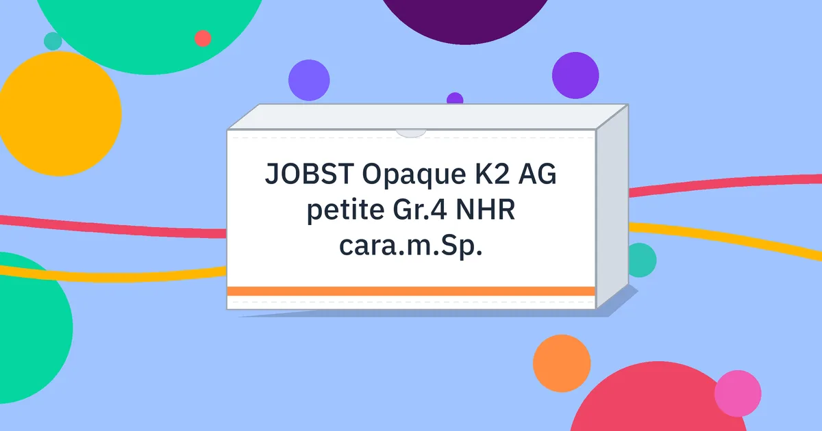 Symbolbild: Packung mit der Aufschrift JOBST Opaque K2 AG petite Gr.4 NHR cara.m.Sp. (PZN 10723952) – Verfügbarkeit und Bezug in Apotheken in Frankfurt am Main