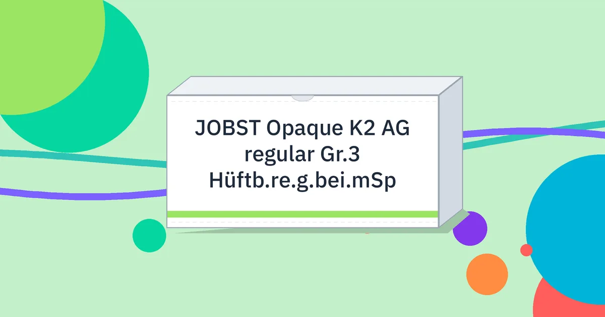 Symbolbild: Packung mit der Aufschrift JOBST Opaque K2 AG regular Gr.3 Hüftb.re.g.bei.mSp (PZN 16286820) – Verfügbarkeit und Bezug in Apotheken in Frankfurt am Main