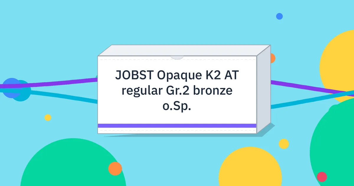 Symbolbild: Packung mit der Aufschrift JOBST Opaque K2 AT regular Gr.2 bronze o.Sp. (PZN 13122503) – Verfügbarkeit und Bezug in Apotheken in Frankfurt am Main