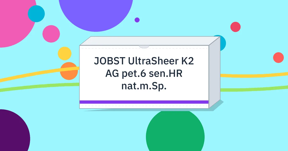 Symbolbild: Packung mit der Aufschrift JOBST UltraSheer K2 AG pet.6 sen.HR nat.m.Sp. (PZN 11265440) – Verfügbarkeit und Bezug in Apotheken in Frankfurt am Main