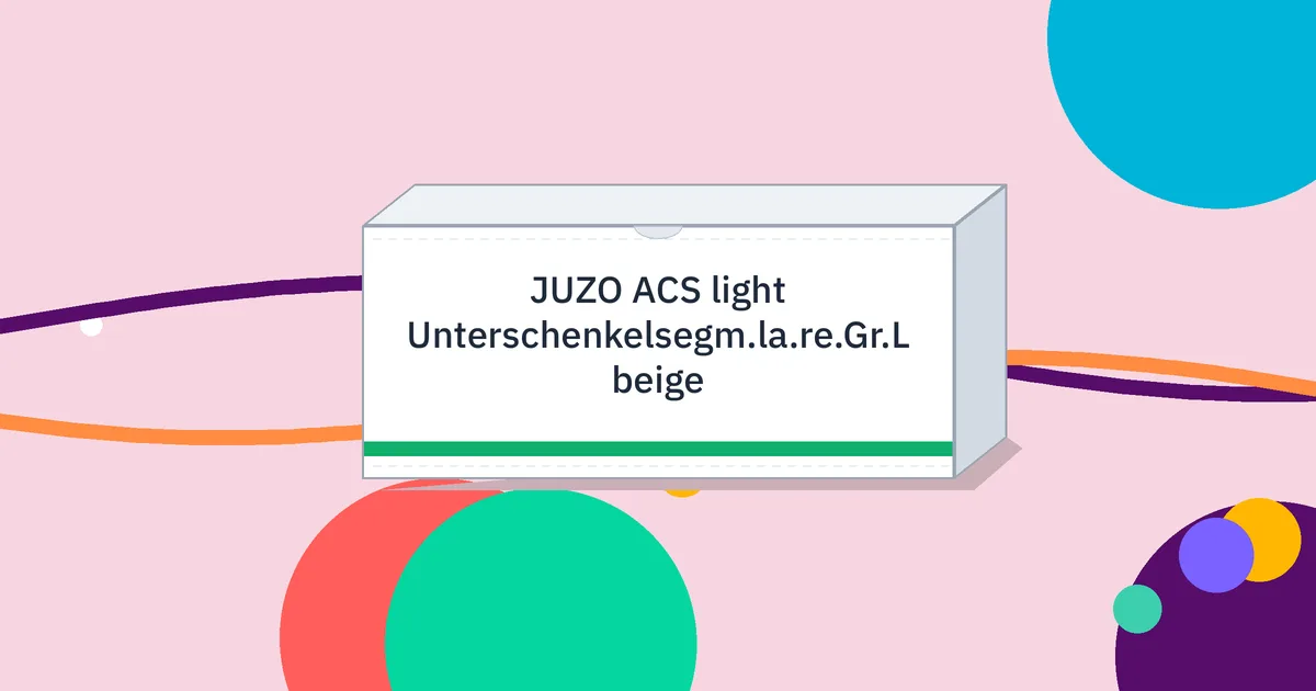 Symbolbild: Packung mit der Aufschrift JUZO ACS light Unterschenkelsegm.la.re.Gr.L beige (PZN 13885520) – Verfügbarkeit und Bezug in Apotheken in Frankfurt am Main